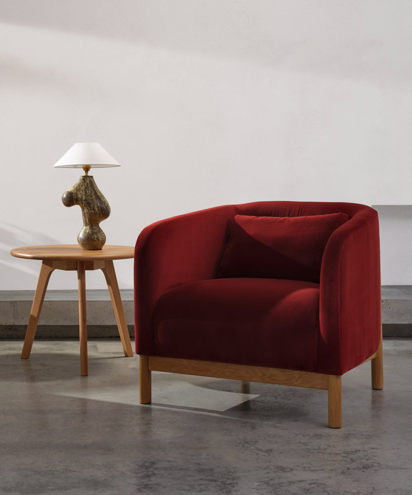Buy Hink Armchair in Solid Oak & Velvet | IconByDesign
